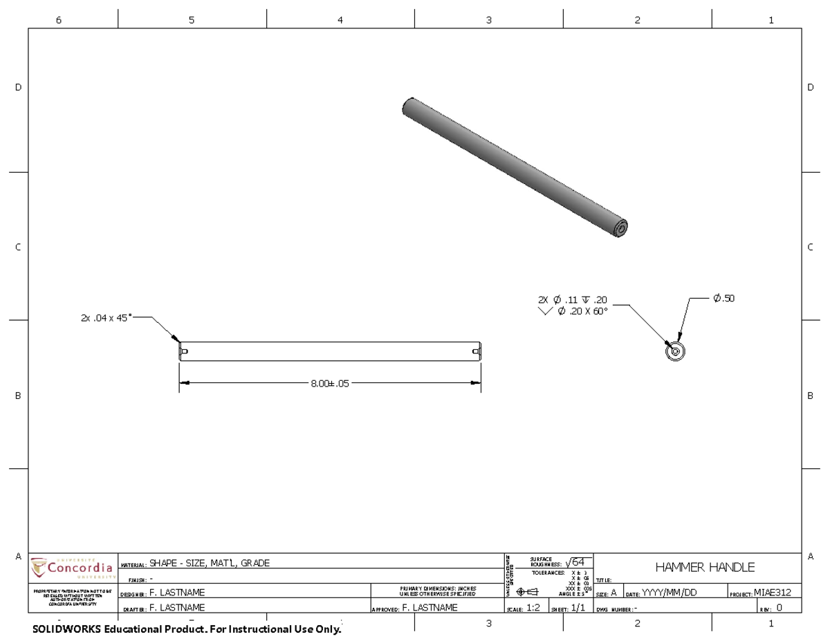 Hammer Handle Notes - MIAE312 Design Specifications - Studocu