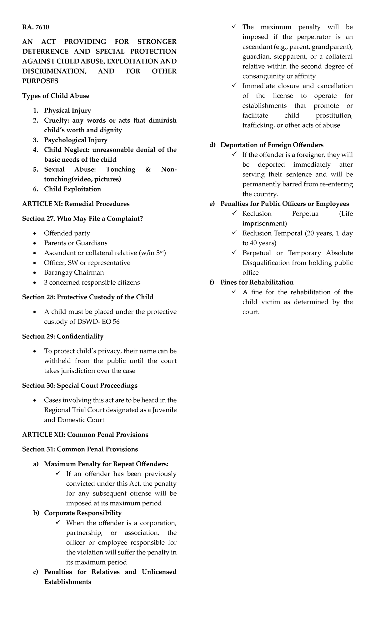 RA 7610 - Stronger Protections Against Child Abuse & Exploitation - Studocu