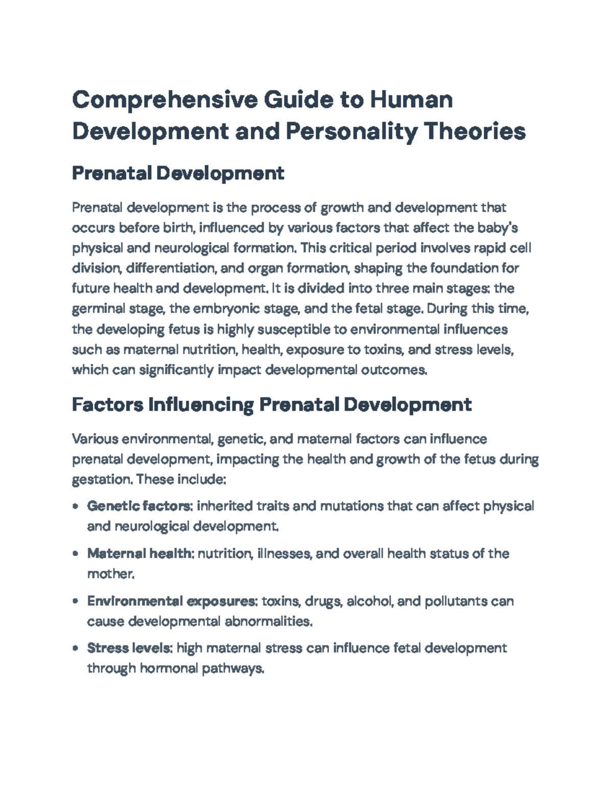 Comprehensive Guide to Human Development & Personality Theories (PSY ...