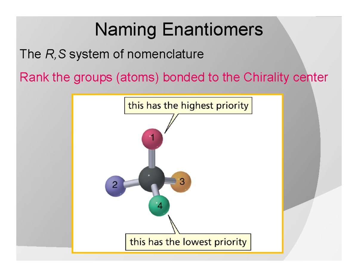 Stereochemistry Day 4: Naming Enantiomers & R,S Nomenclature - Studocu