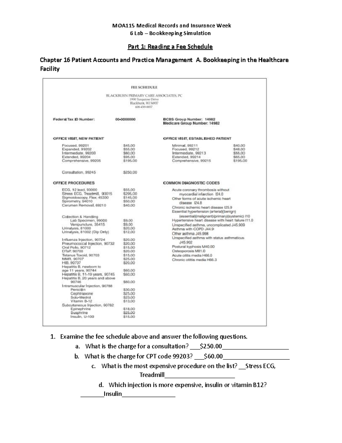 MOA115 Week 6 Lab: Bookkeeping Simulation & Patient Accounts Overview ...