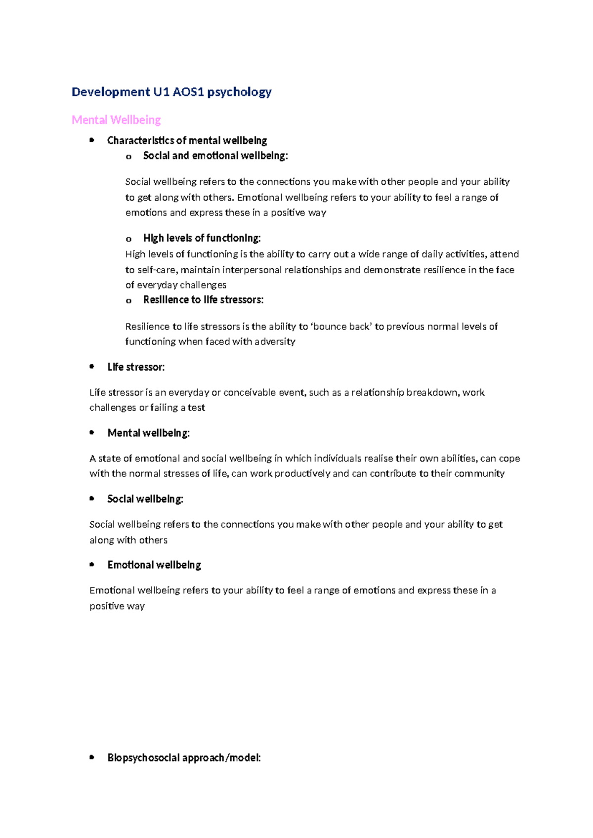 Psyc aos1 notes - psychology development aos1 unit 1 definitions ...