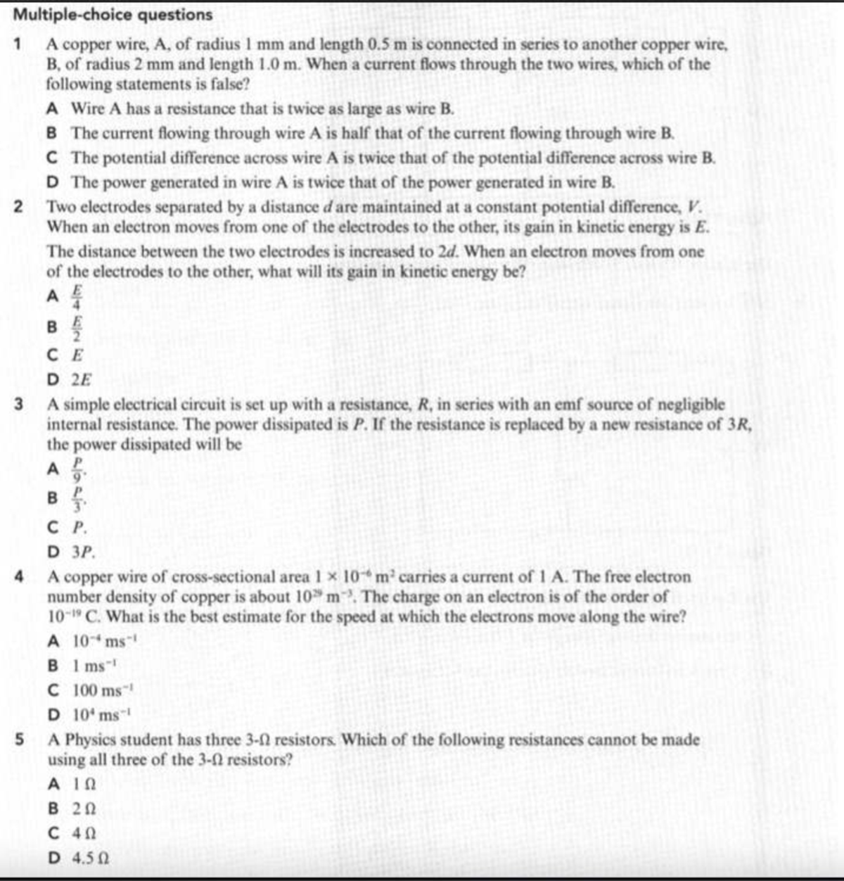 Currents and Circuits IB Worksheet: Exam Questions and Solutions - Studocu