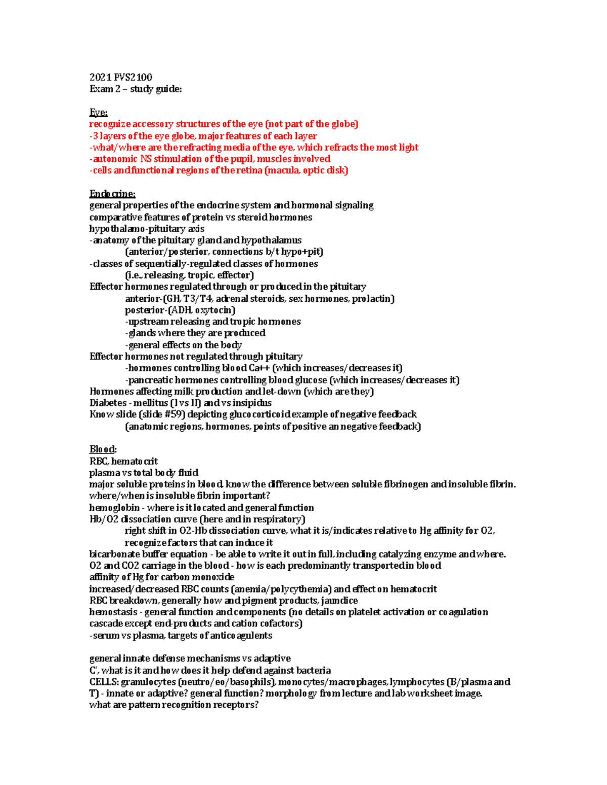 PVS 2021 Exam 2 Study Guide: Key Concepts in Anatomy & Physiology - Studocu