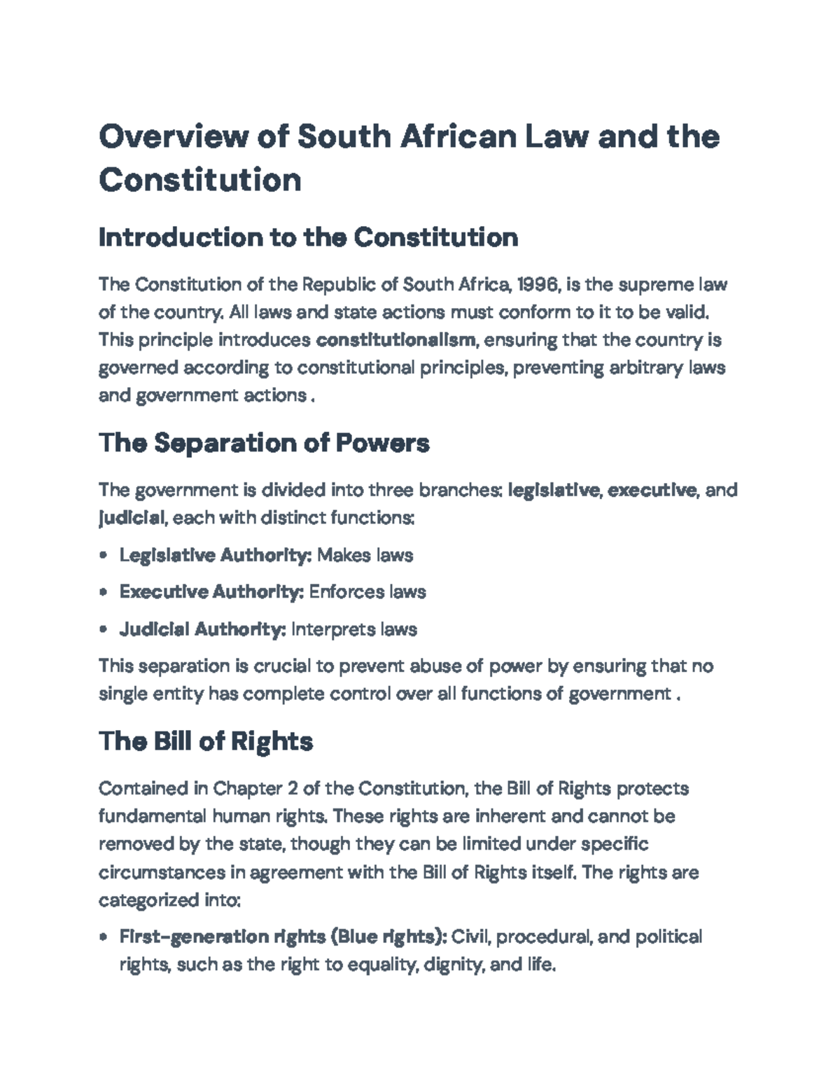 SA Law & Constitutional Principles: An Overview of Key Concepts - Studocu