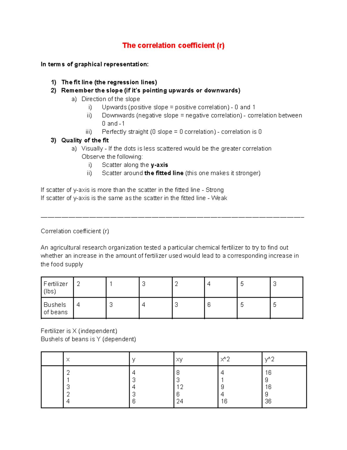 Statistics - STATS: Correlation Coefficient & Regression Analysis - Studocu