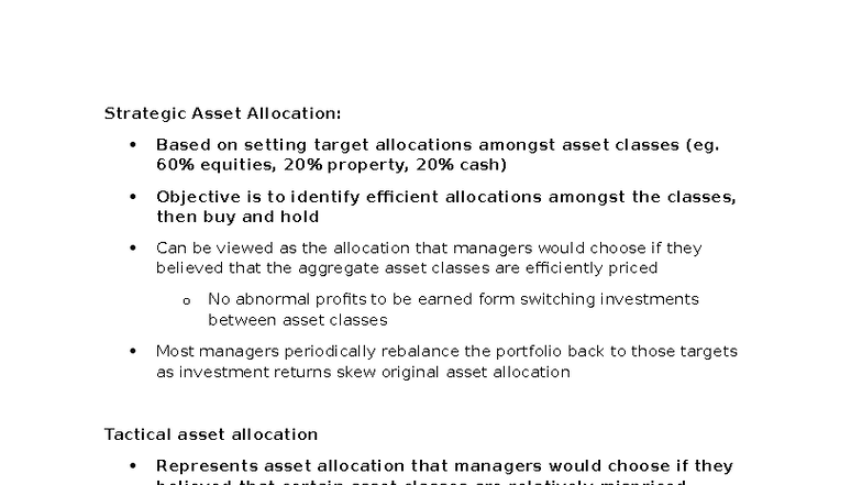 Strategic Asset Allocation: Understanding SAA, TAA, and DAA Strategies ...