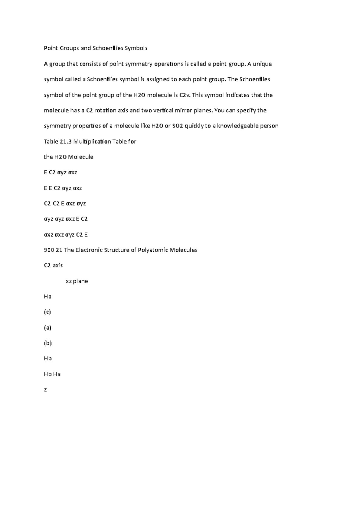 Point Groups and Schoenflies Symbols Overview for Chem 201 - Studocu