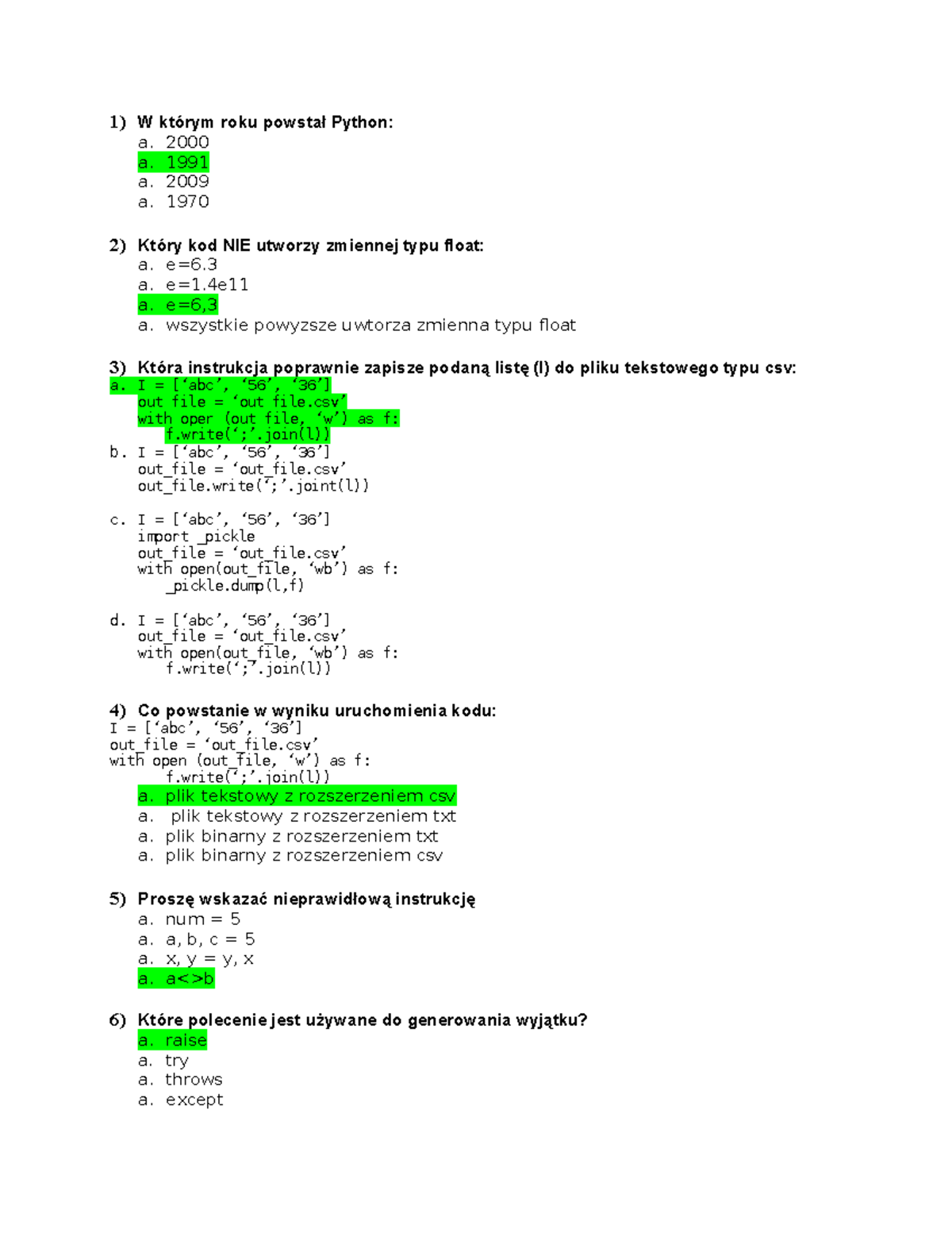 Python - Przygotowanie do Egzaminu (Kurs 2024) - Studocu