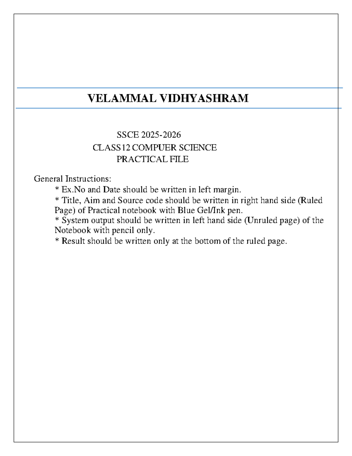 Grade 12 CS Practical File 2025-26: Menu Driven Programs & File Handling - Studocu