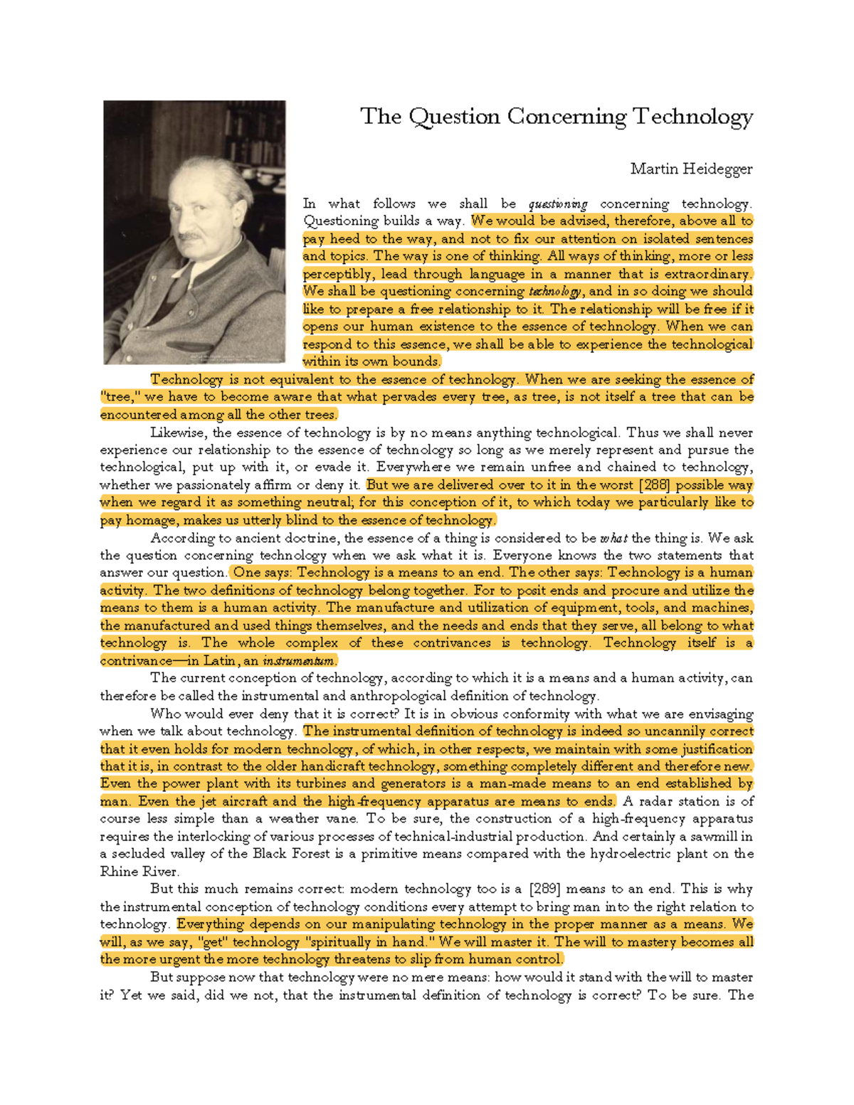 Exploring the Essence of Technology: Insights from Heidegger - Studocu