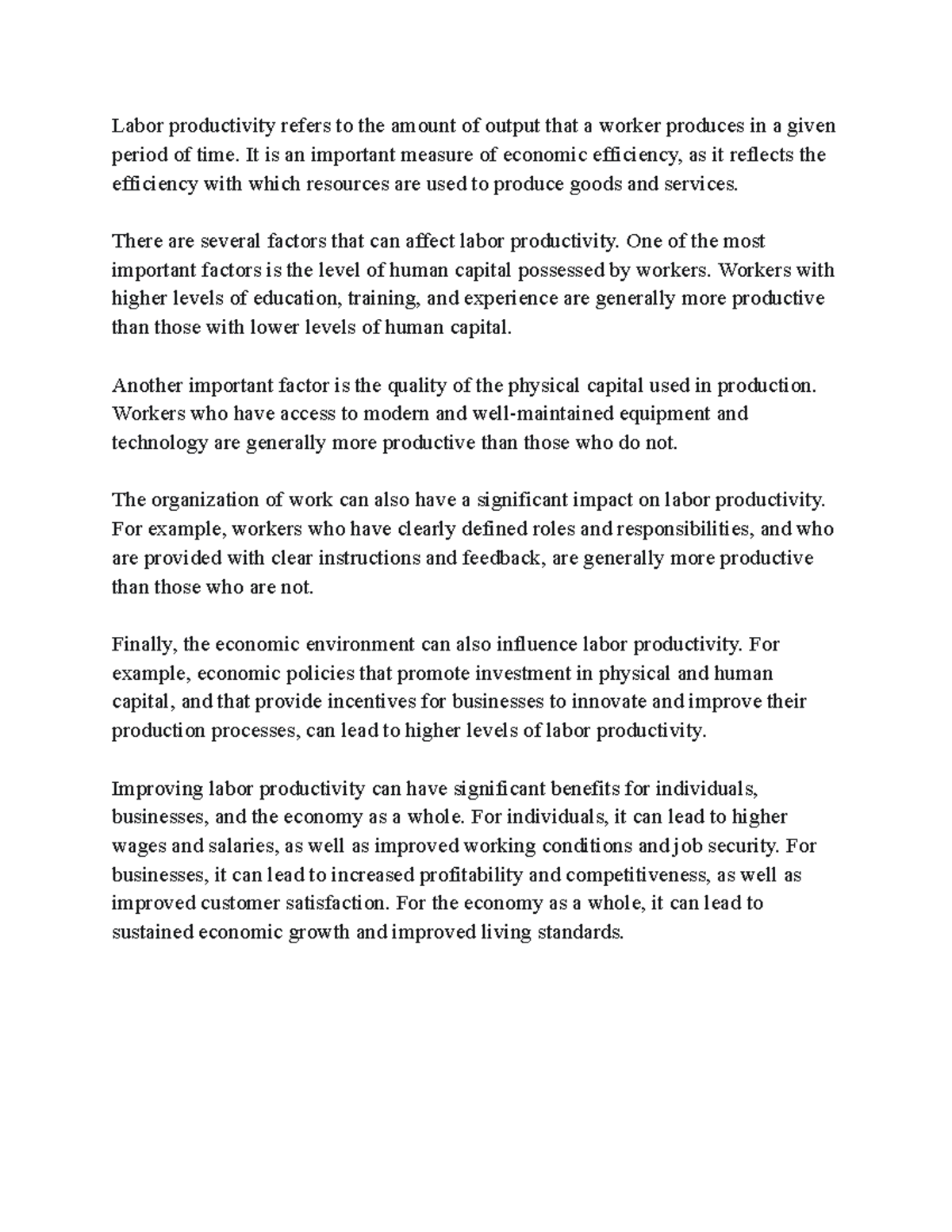 AP Macroeconomics Notes: Understanding Labor Productivity Factors - Studocu