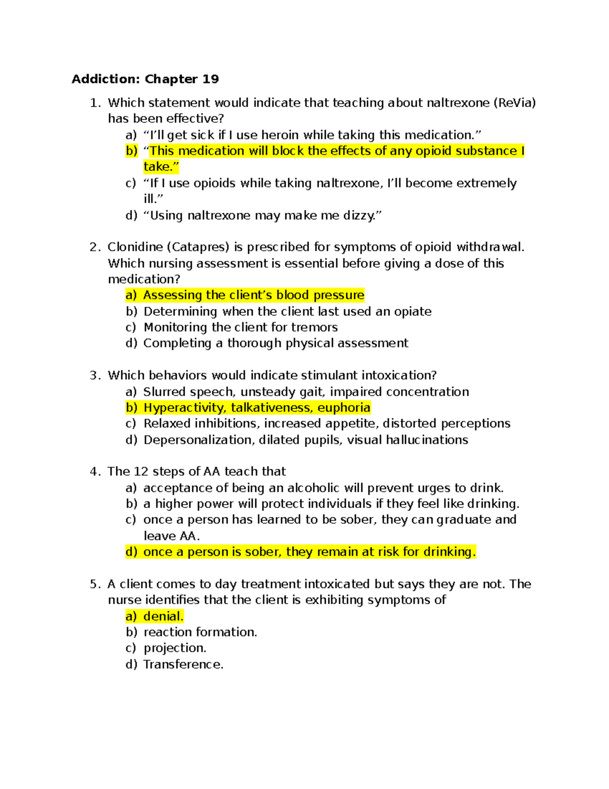 MH 101: Final Exam Review - Addiction, Schizophrenia, and ADHD - Studocu