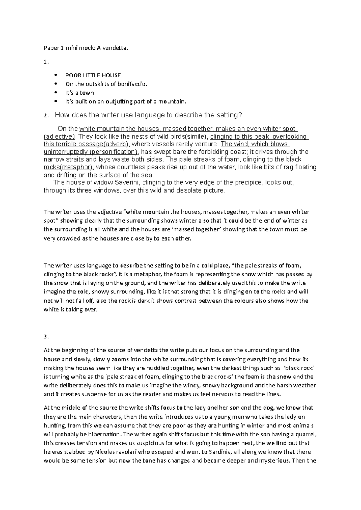 Paper 1 Mini Mock - A Vendetta: Lecture Notes Analysis 1-14 - Studocu