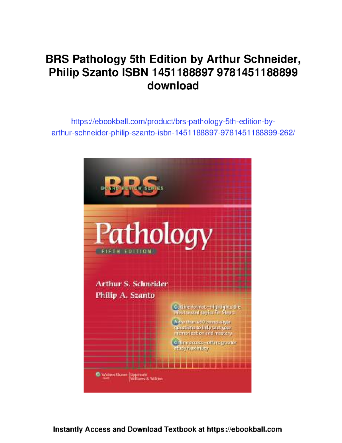 BRS Pathology 5th Edition review notes for USMLE Step 1 exam - Studocu