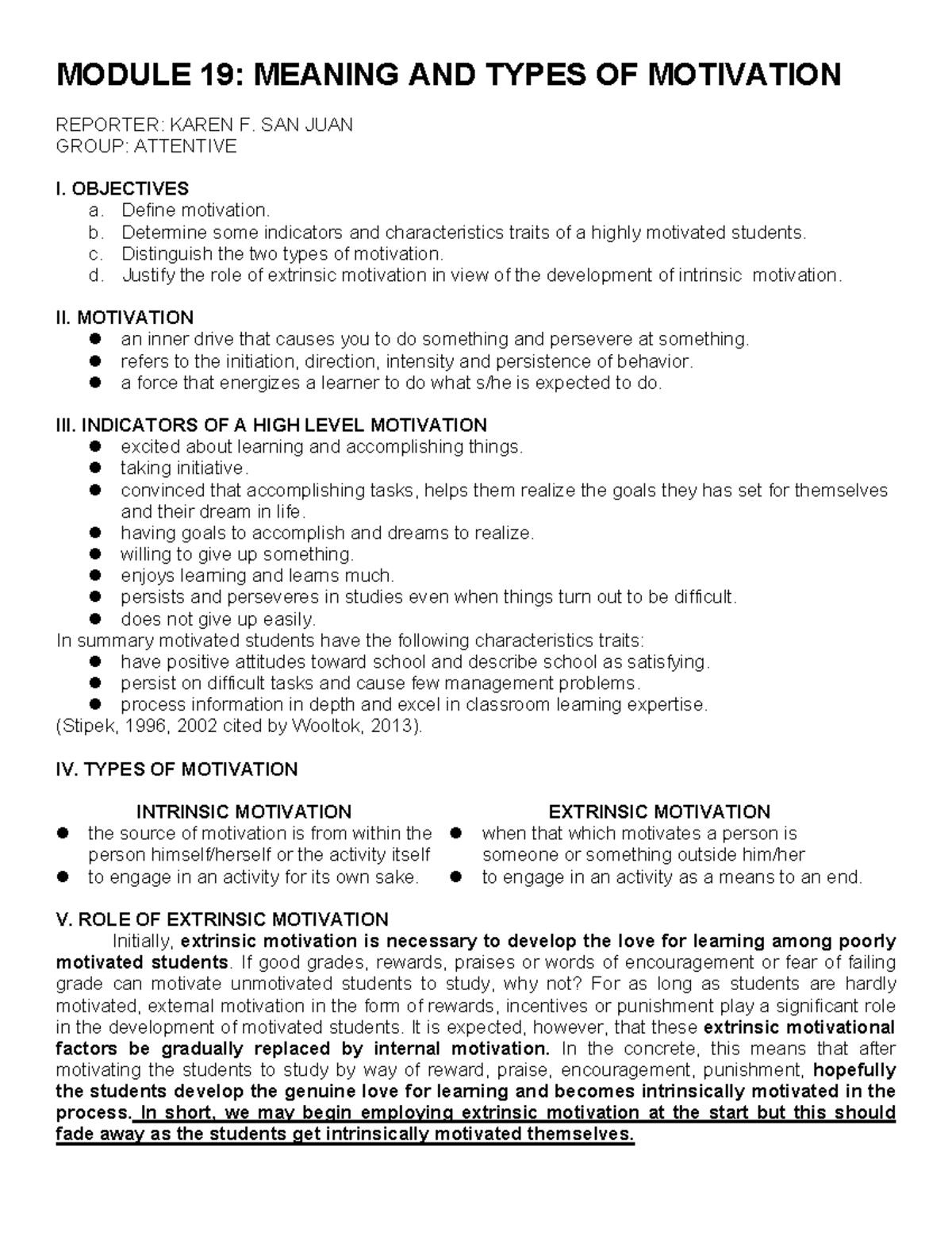 Module-19: Principles of Learner-Centered Motivation Insights - Studocu