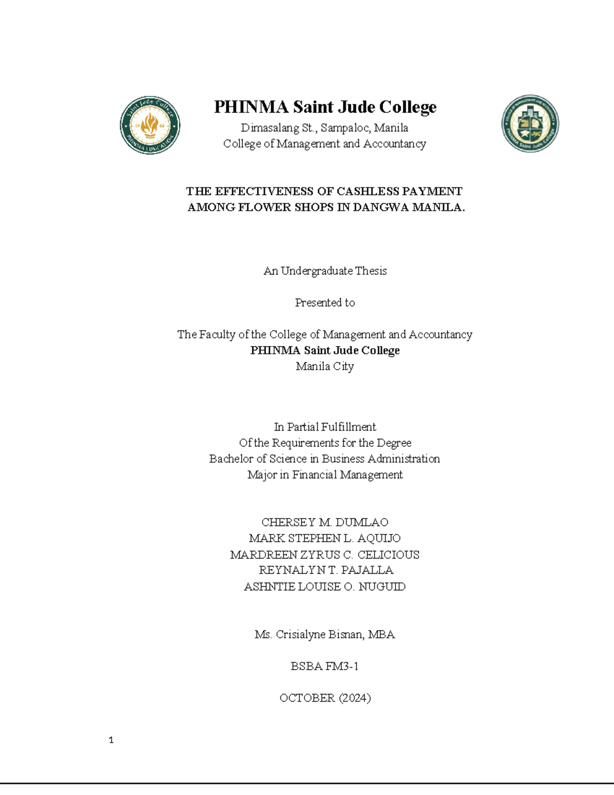 Chapter 123: Effectiveness of Cashless Payments in Dangwa Flower Shops ...