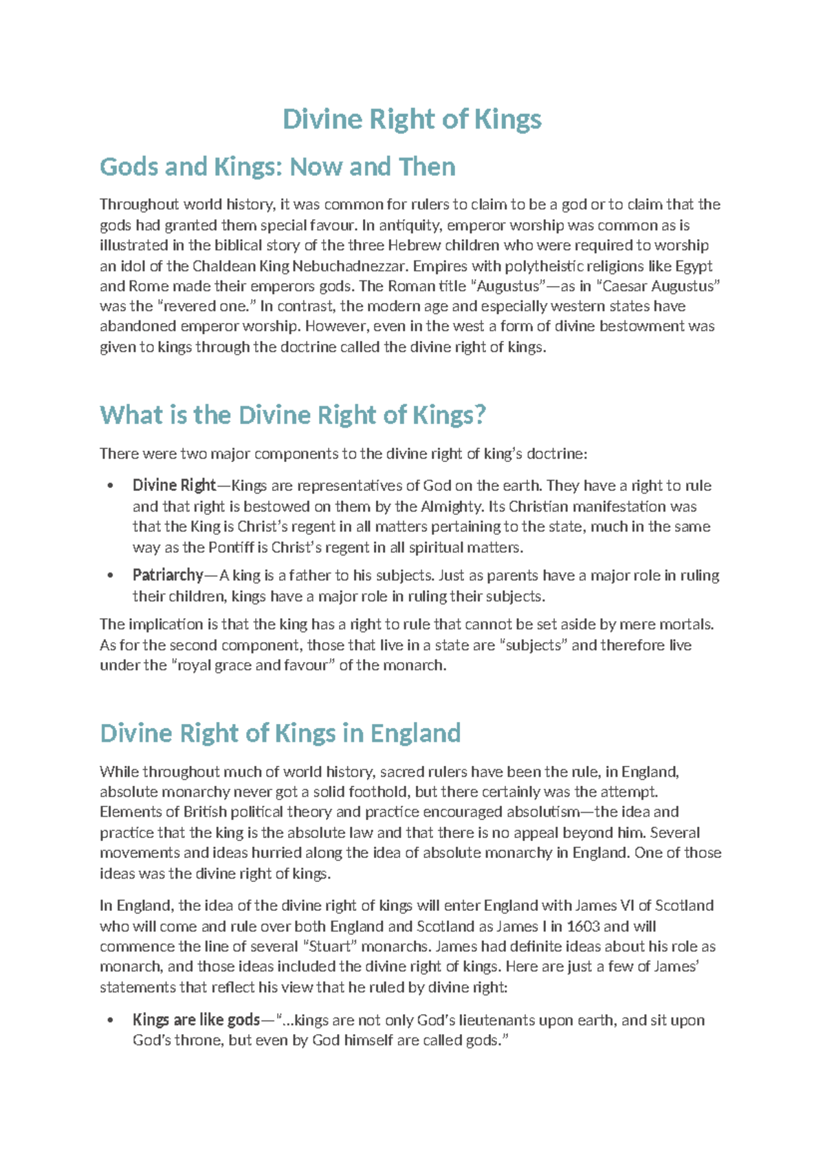 Divine Right of Kings: Historical Perspectives and Modern Implications ...
