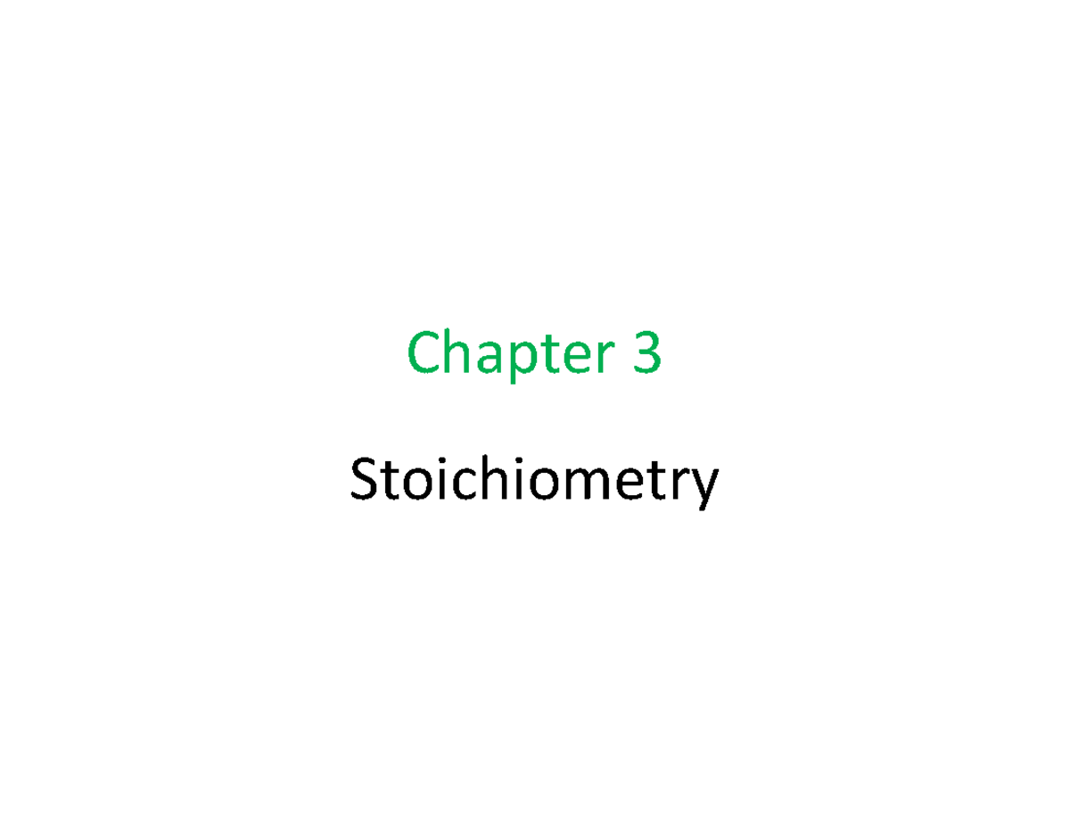 Chapter 3 Study Guide: Stoichiometry & Molar Mass Concepts - Studocu