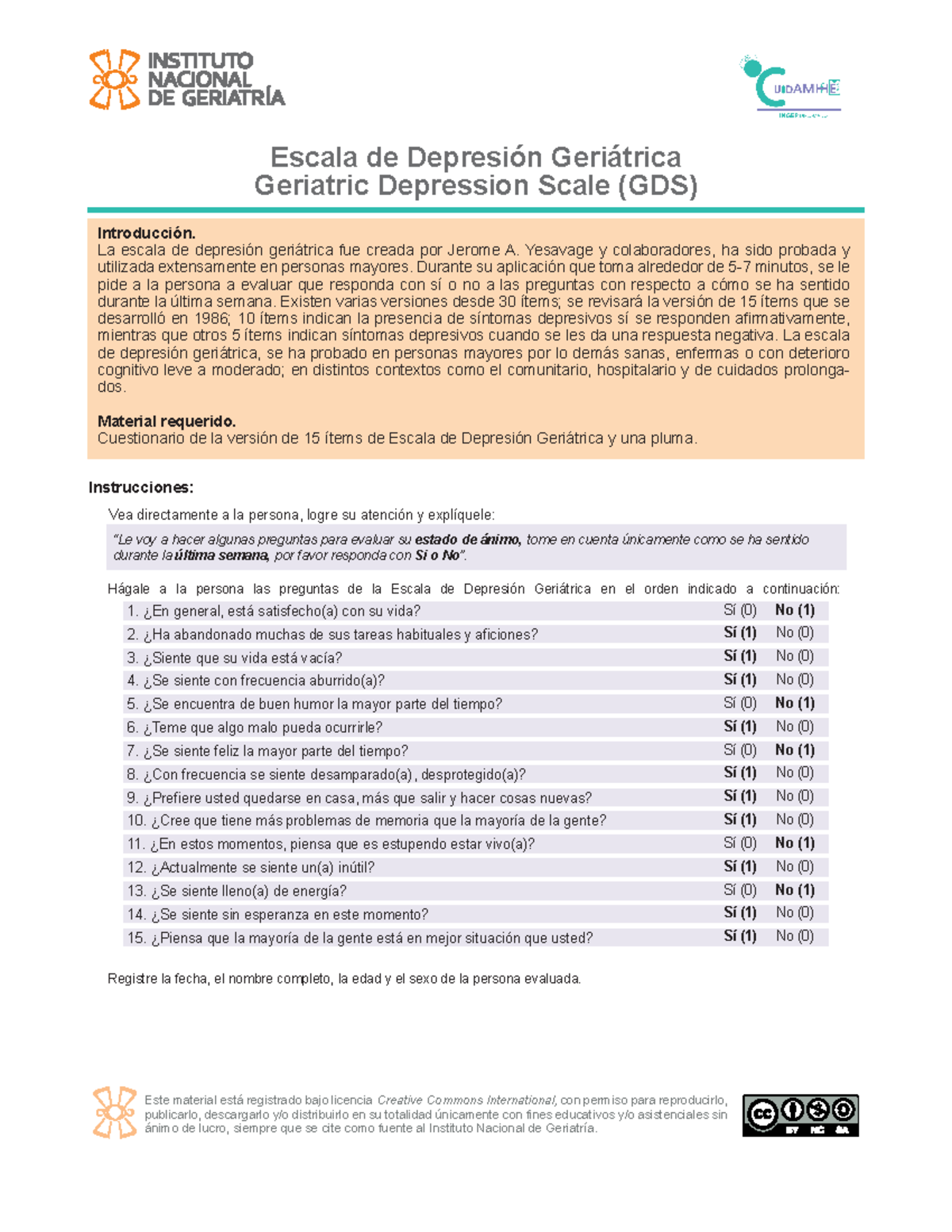 GDS - Guía Completa sobre la Escala de Depresión Geriátrica Yesavage ...