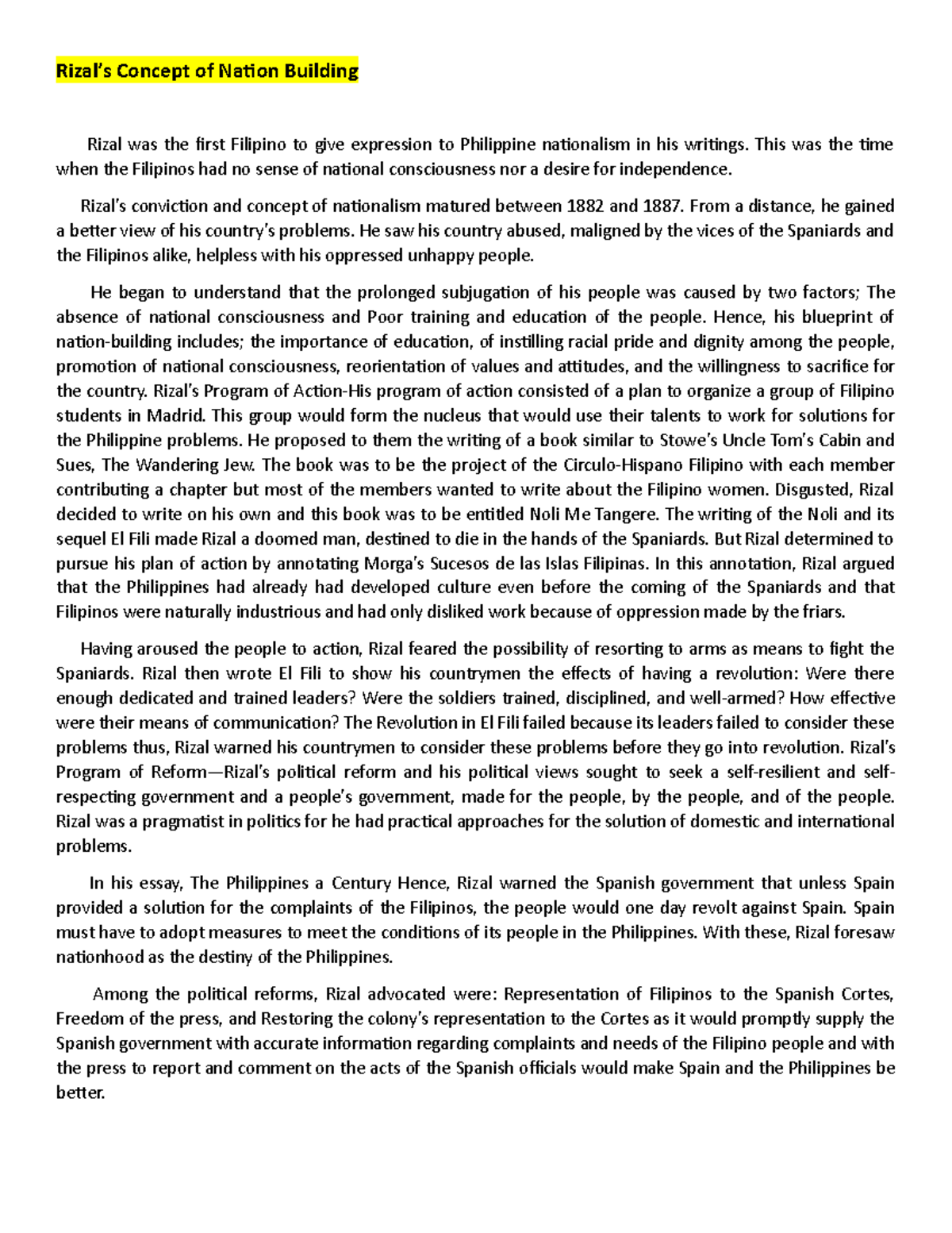 Rizal's Nation Building Concept: A Blueprint for Filipino Identity ...