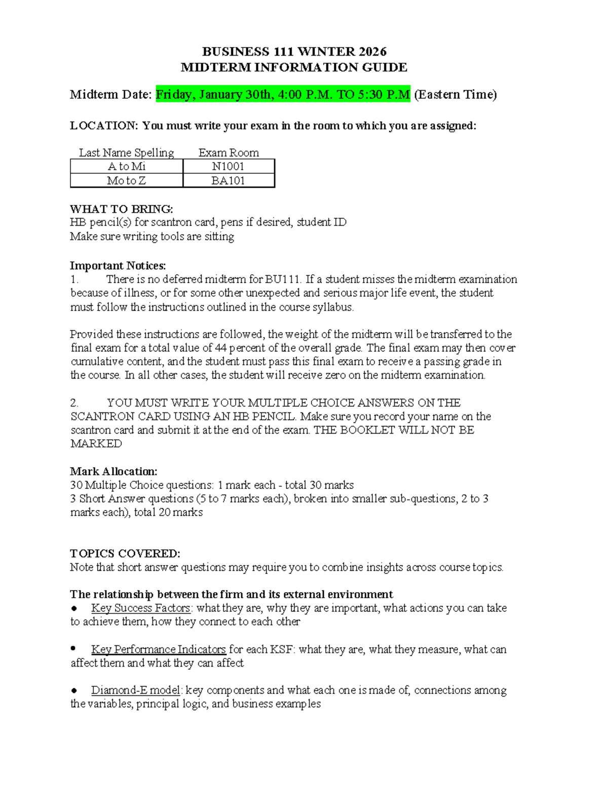 26W BU111 Midterm Exam Information Guide - Studocu