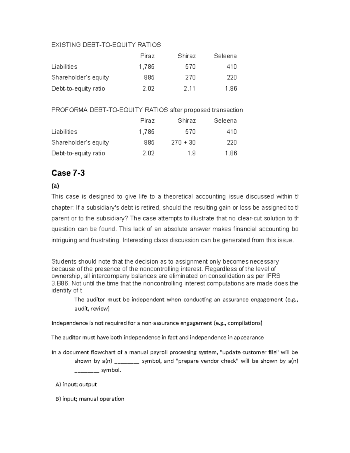 Exam3 - Financial Accounting Case Study and Ratio Analysis - Studocu