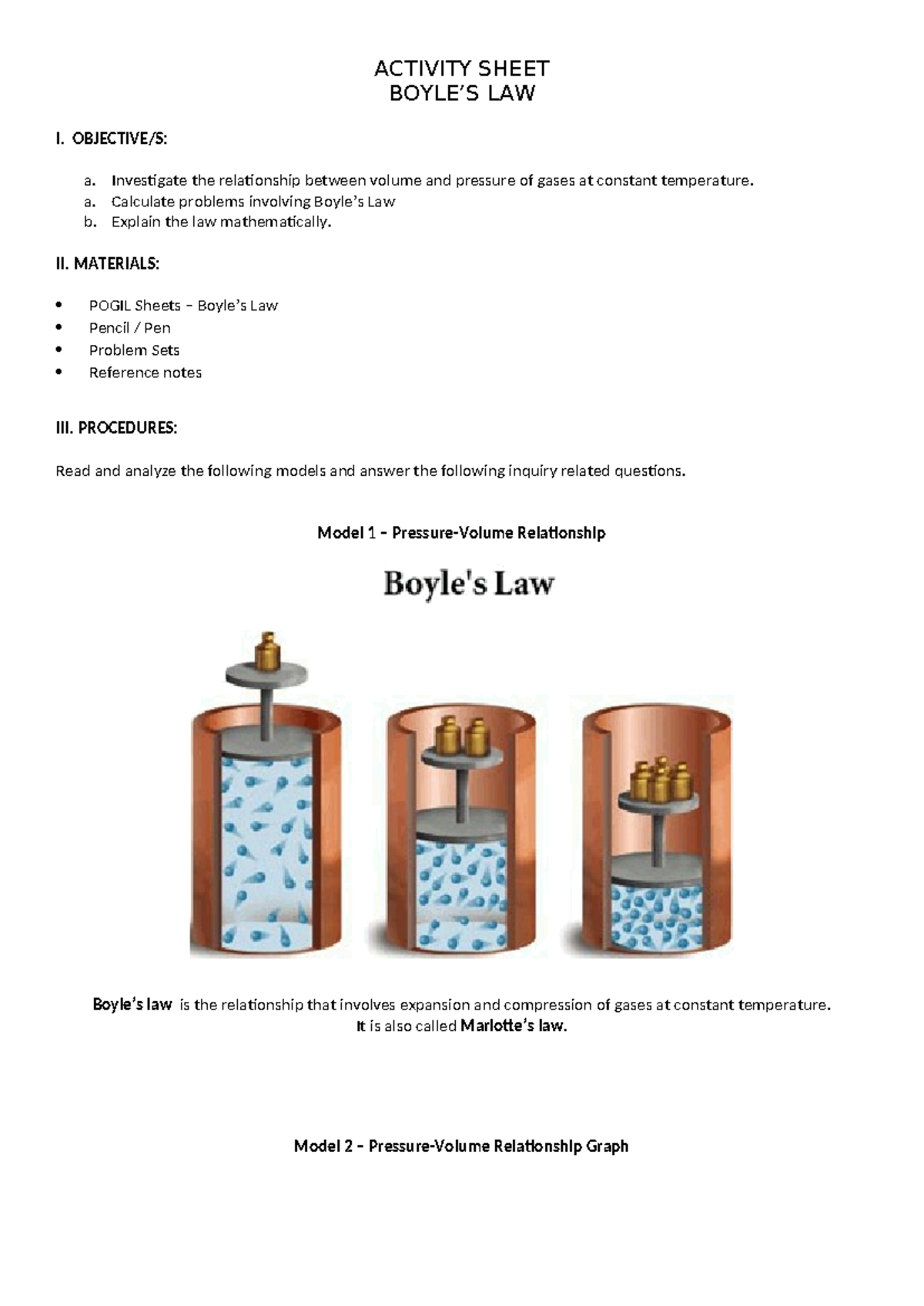 Boyle’s Law Worksheet: Understanding Gas Behavior and Calculations ...