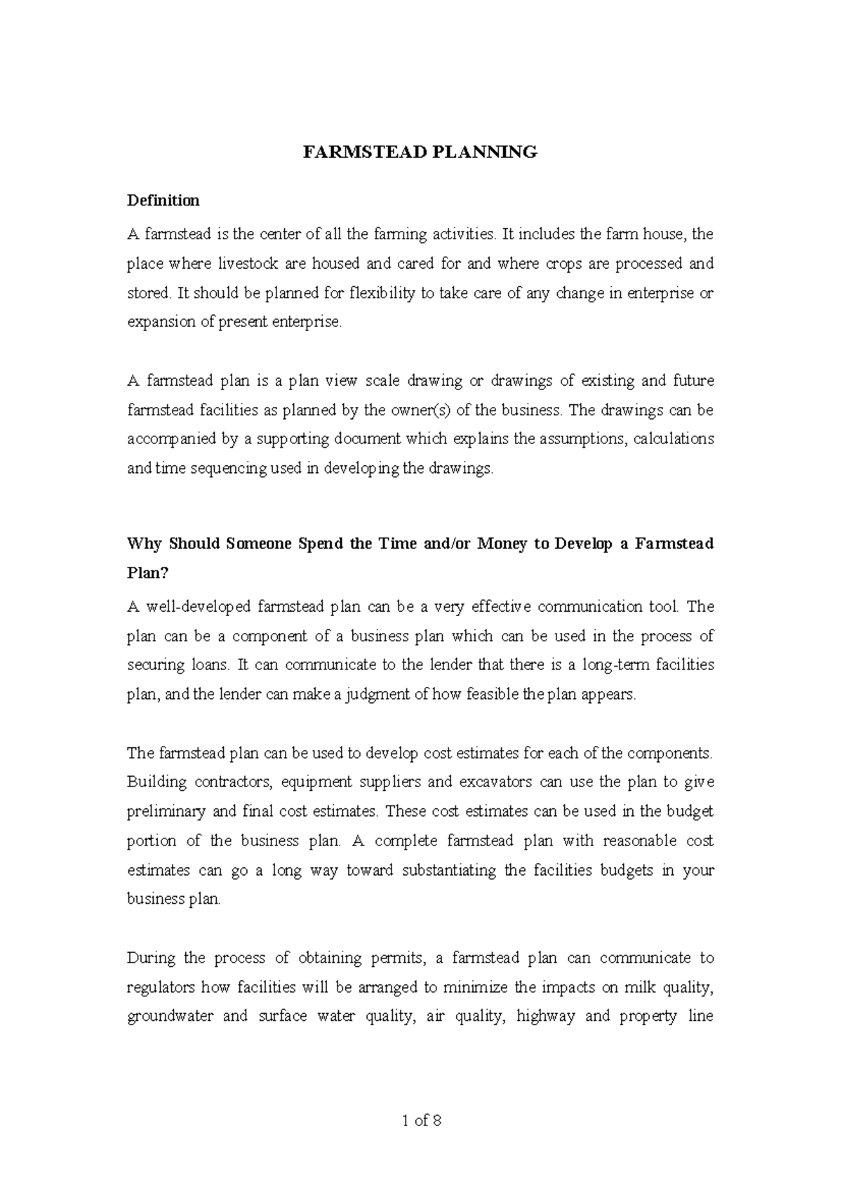 FARM 250: Comprehensive Guide to Farmstead Planning Strategies - Studocu