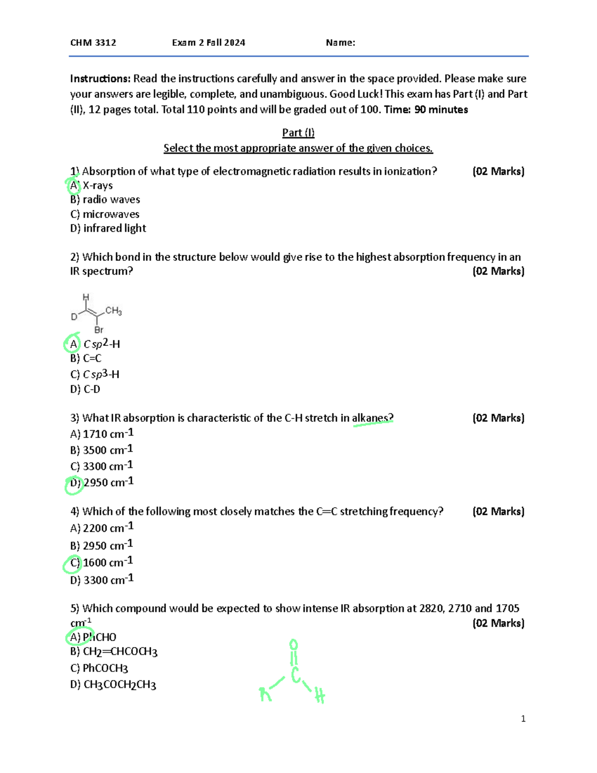 CHM3312 Exam 1: Key Questions and Answers Overview - Studocu