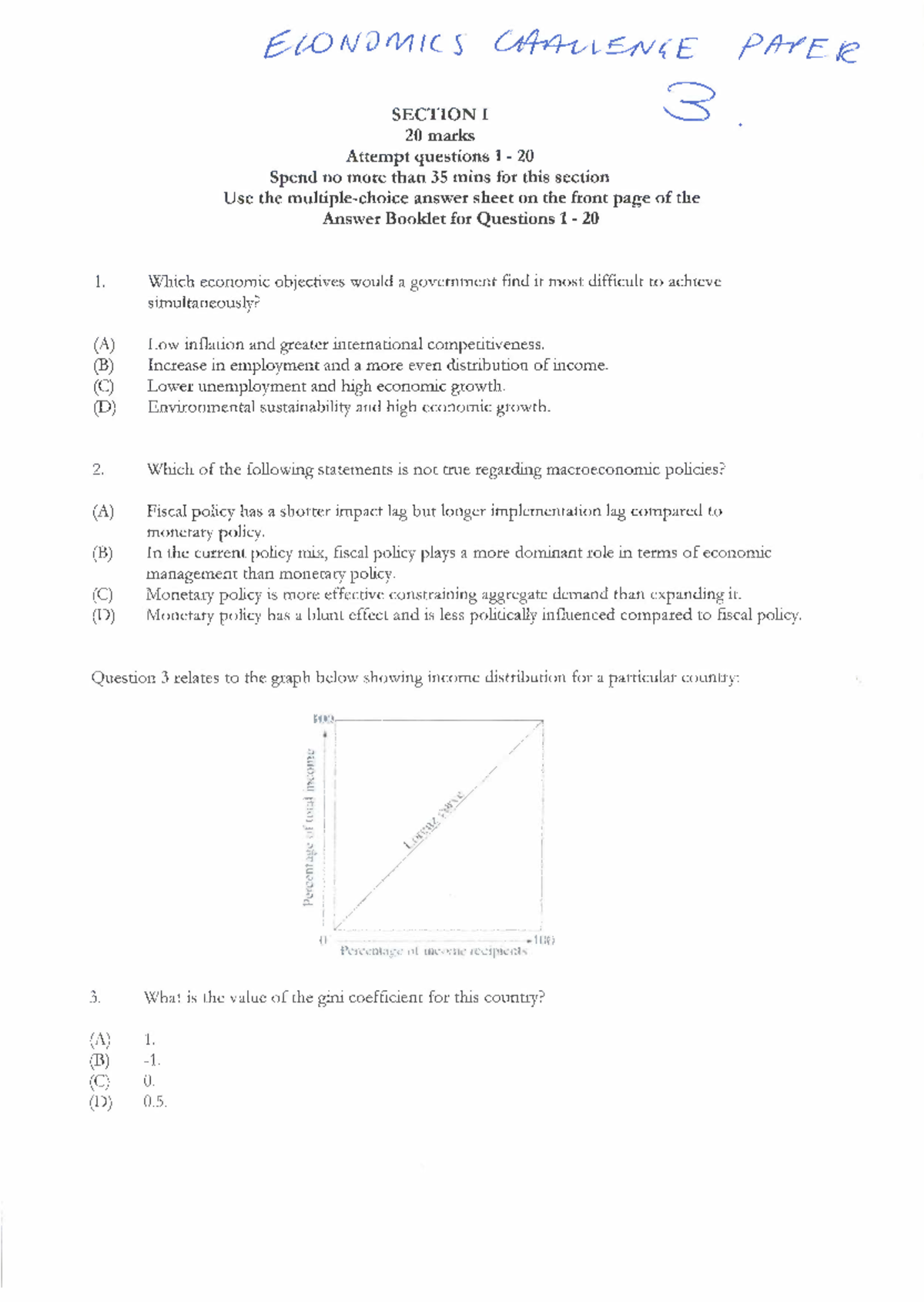 Challenge 3 Eco - Exam Questions on Macroeconomic Policies and Trade ...