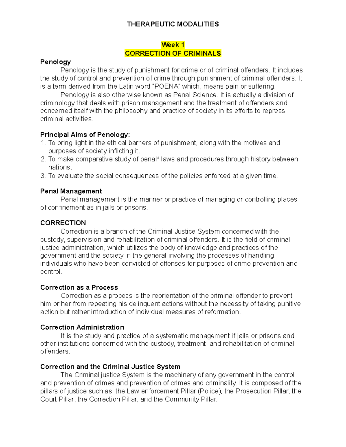 CA 3 Therapeutic Modalities: Understanding Penology and Correctional ...