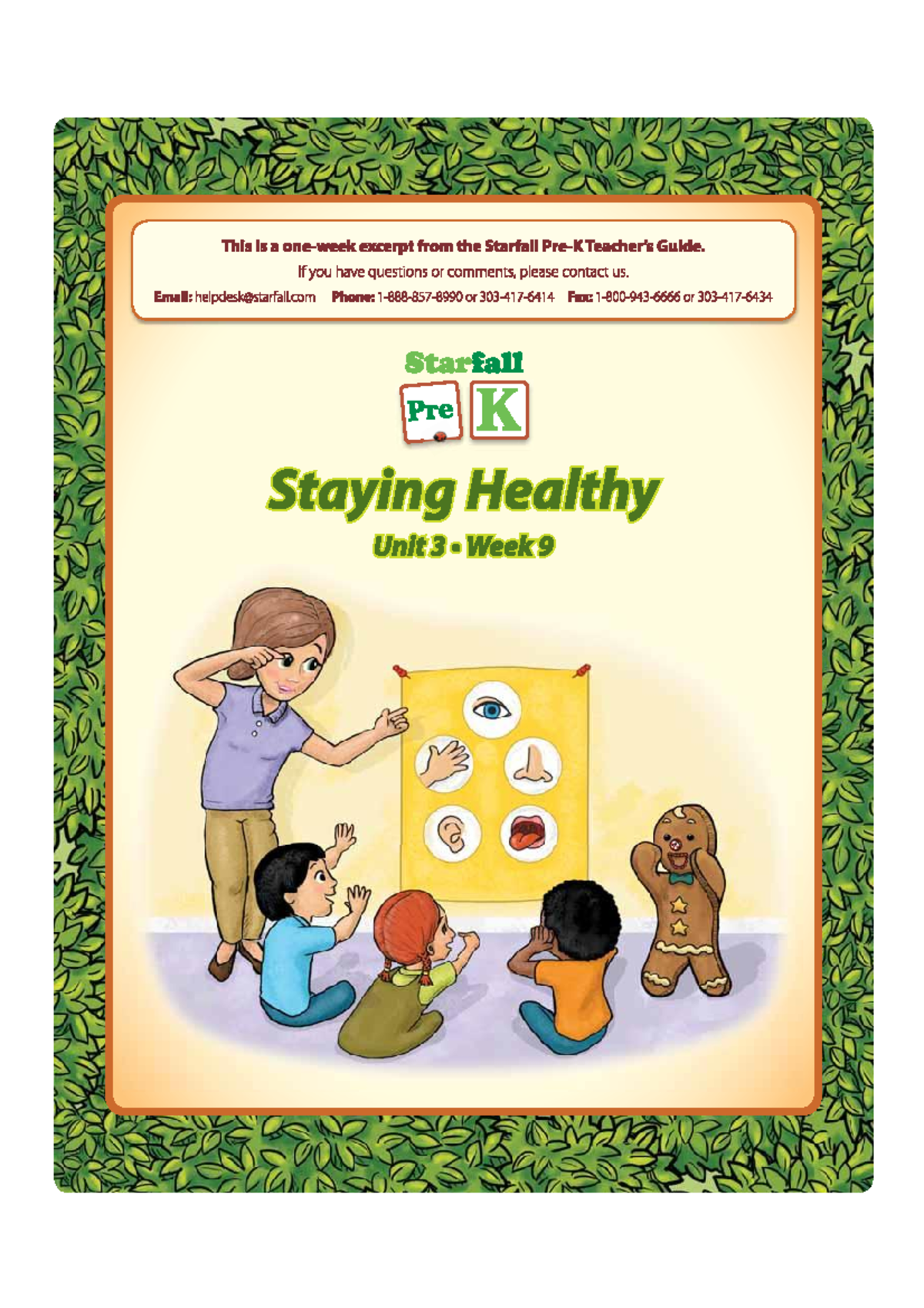 Starfall Pre-K Teacher's Guide: Week 9 - Staying Healthy Activities ...
