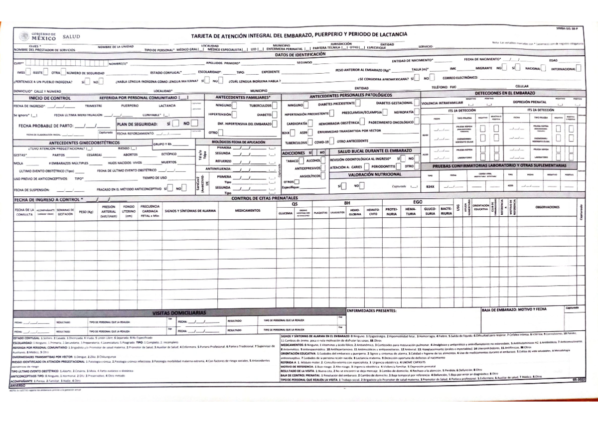 Carnet Perinatal SIS-2022: Atención Integral Embarazo y Lactancia - Studocu