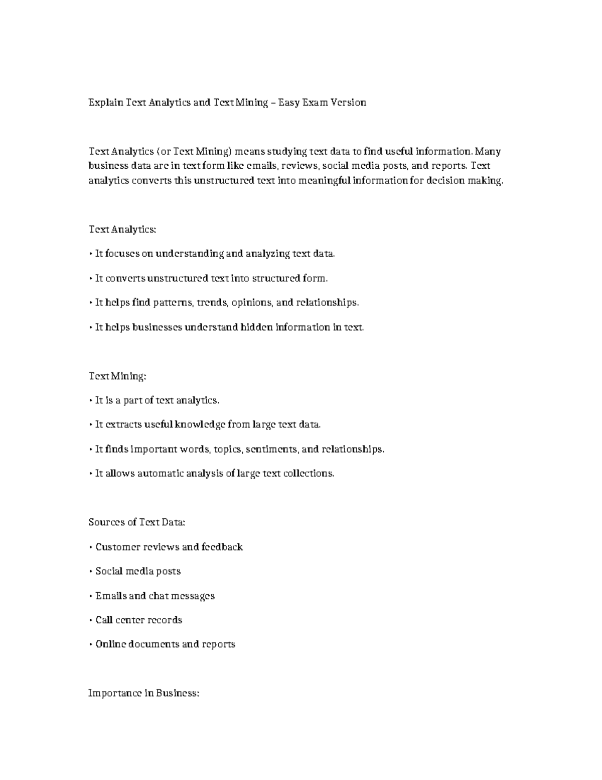 Text Analytics & NLP Overview: Very Easy Exam Notes - Studocu