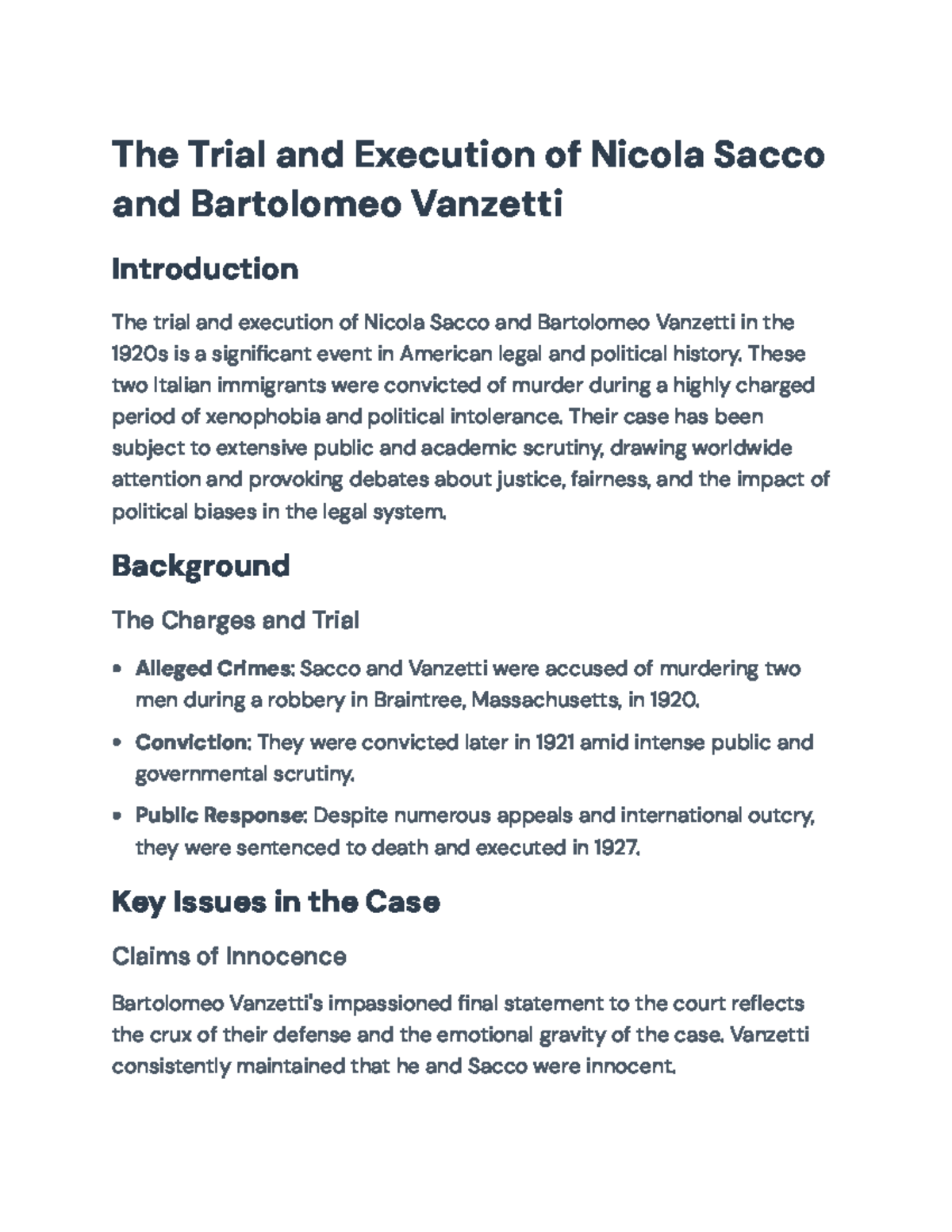 Sacco and Vanzetti: The Trial, Execution, and Its Legacy - The Trial ...