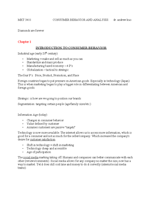 MKT 3401-Exam 1 Notes - Module 1:Overview of Marketing Chapter 1: An ...