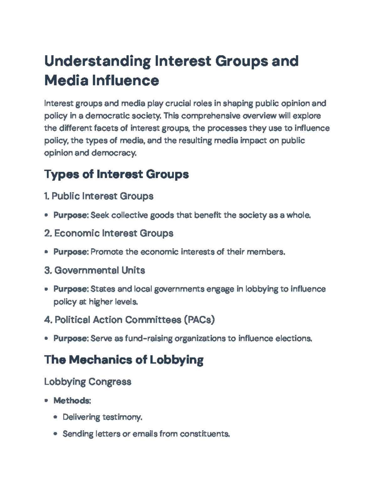 Understanding Interest Groups and Media Influence in Democracy ...