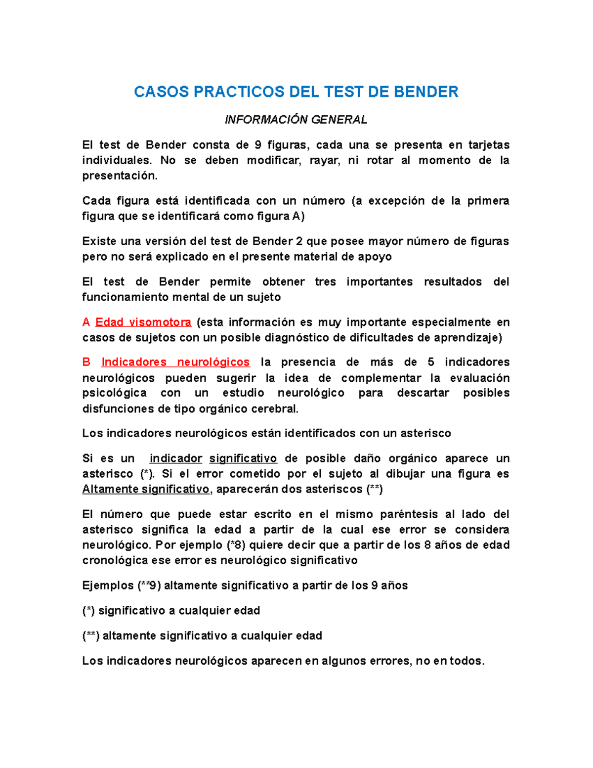 Casos Prácticos del Test de Bender: Análisis de Resultados y ...