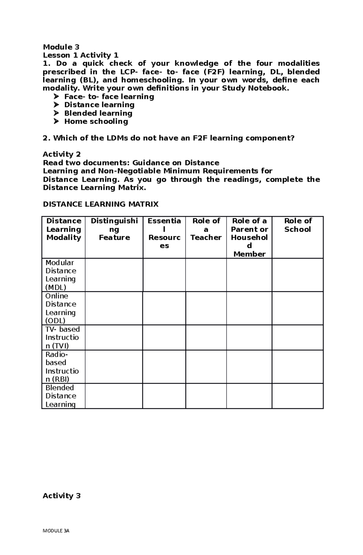 Module-3 - Lecture notes 1-4 - **Module 3 Lesson 1 Activity 1 Do a ...