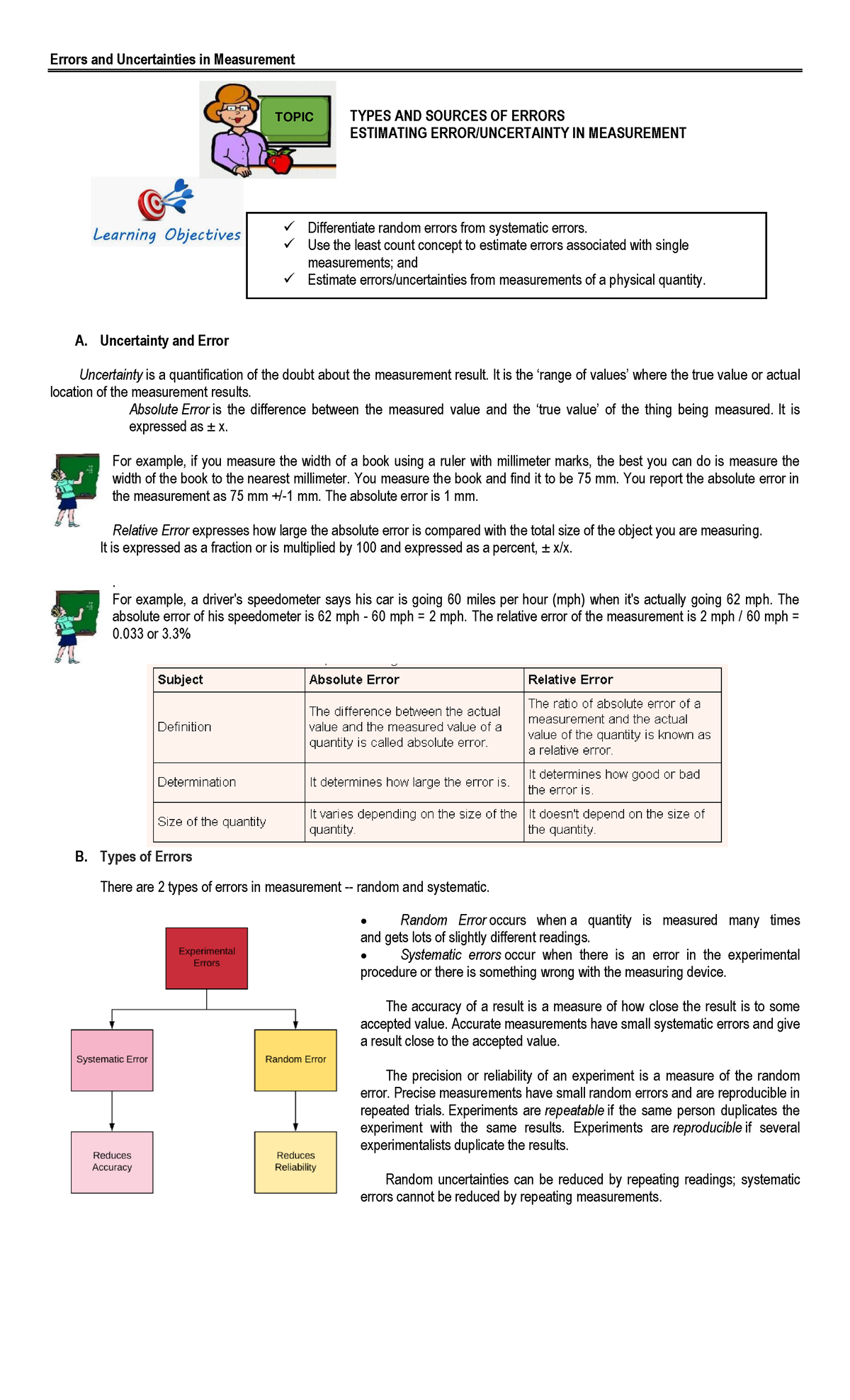 Supplemental Module: Measuring Errors & Uncertainties (Physics 101) - Studocu