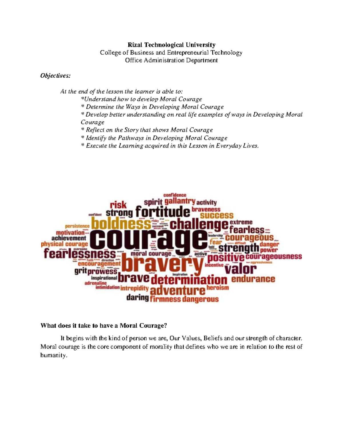 Developing Moral Courage: Strategies and Real-Life Examples - Studocu
