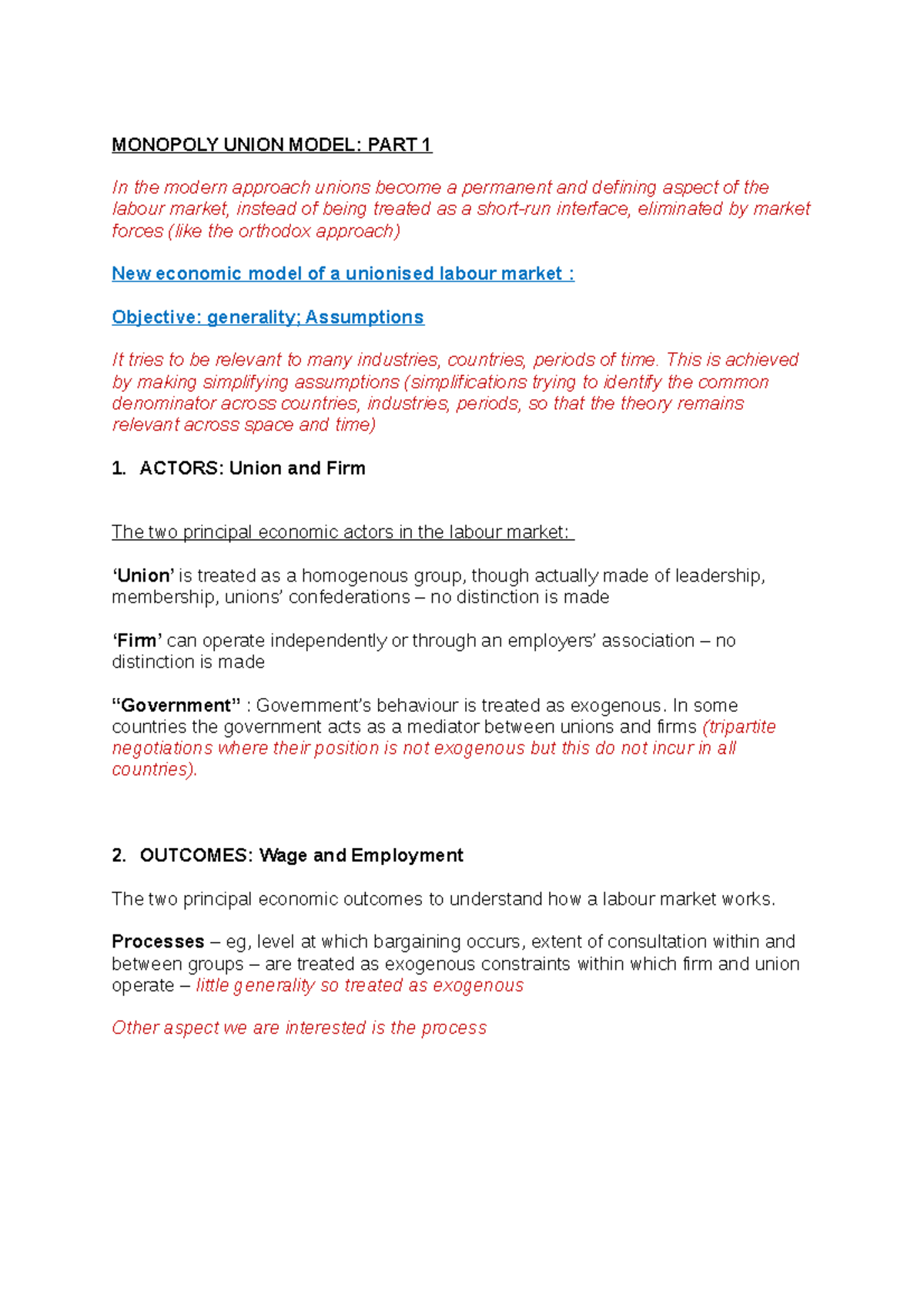 Monopoly Union Model - Lecture Notes (Part 1: Overview & Analysis ...