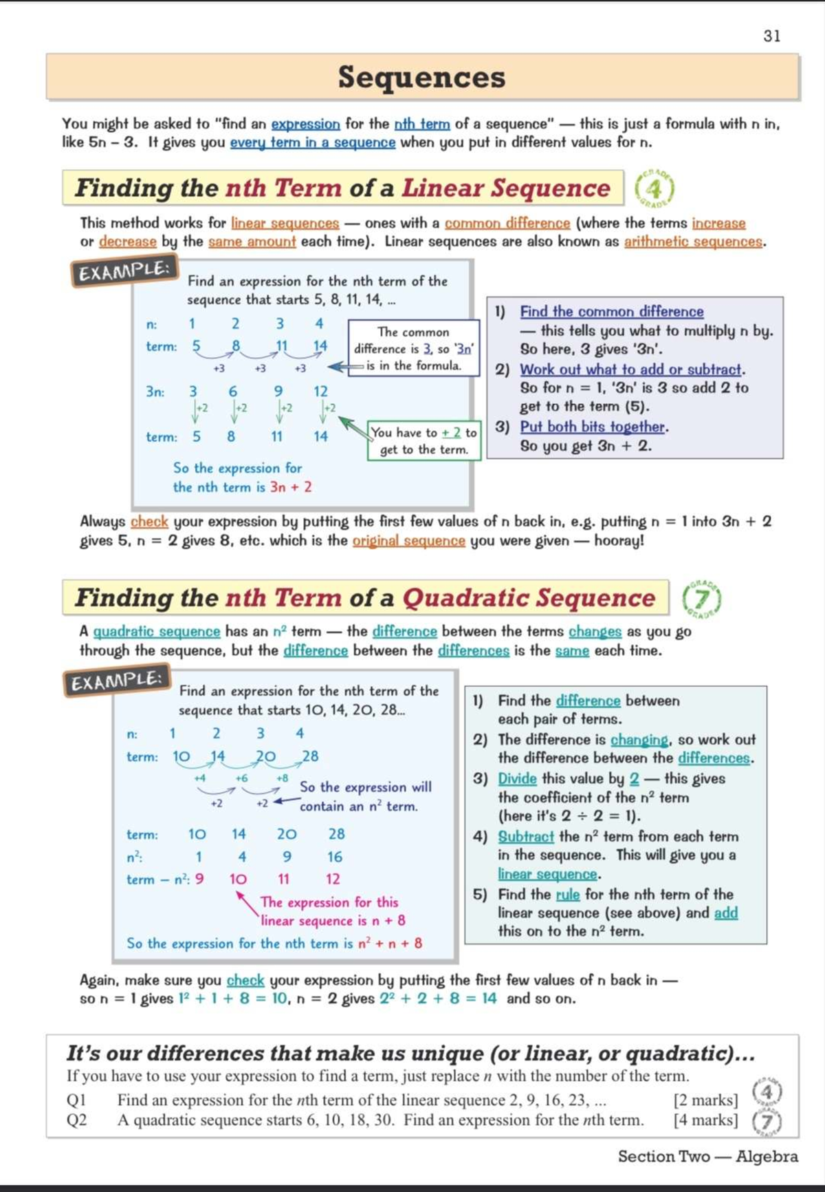Finding nth Terms in Linear & Quadratic Sequences - Math 101 - Studocu