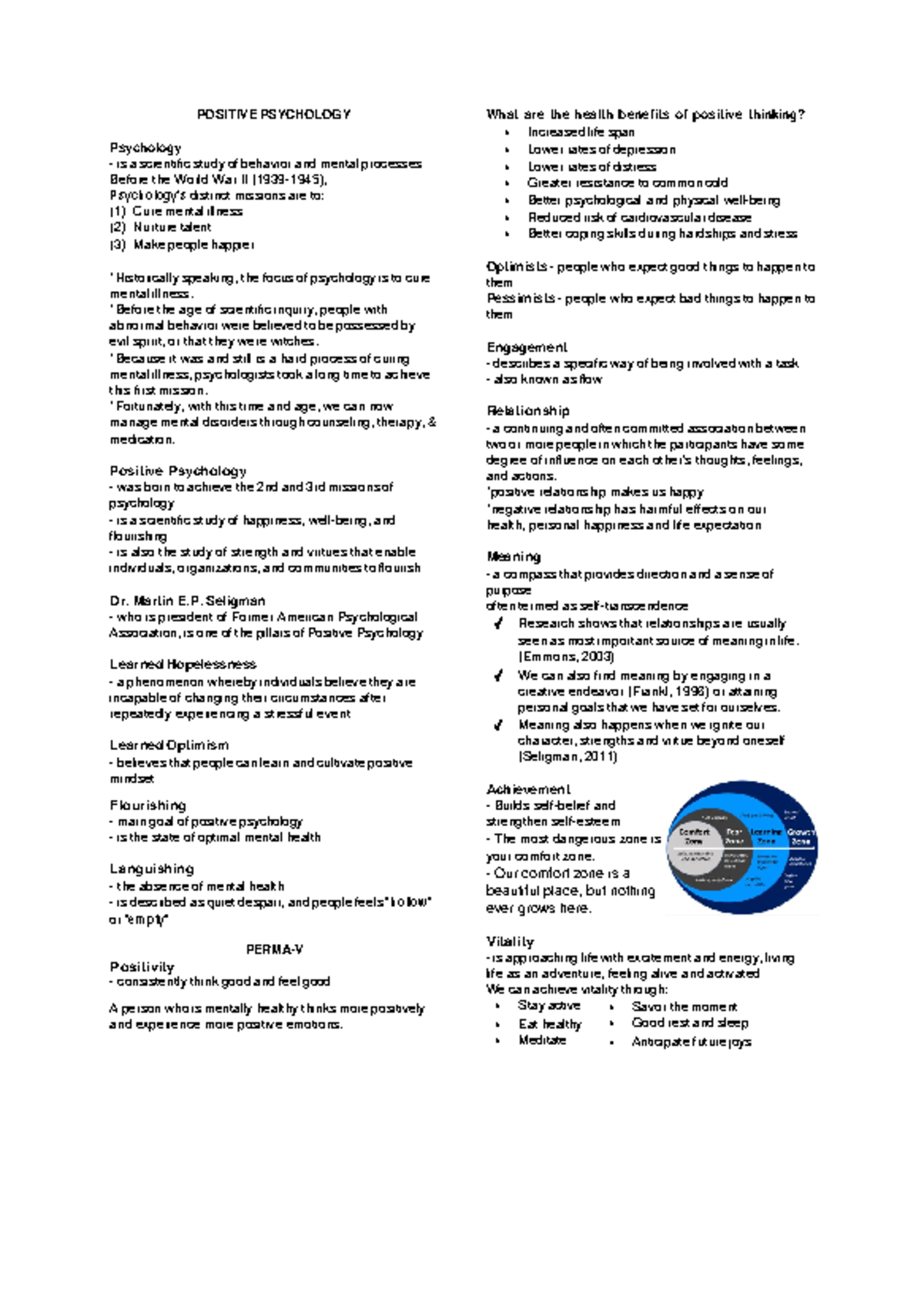 SOC SCI 111 Midterm: Exploring Positive Psychology and Mental Health ...