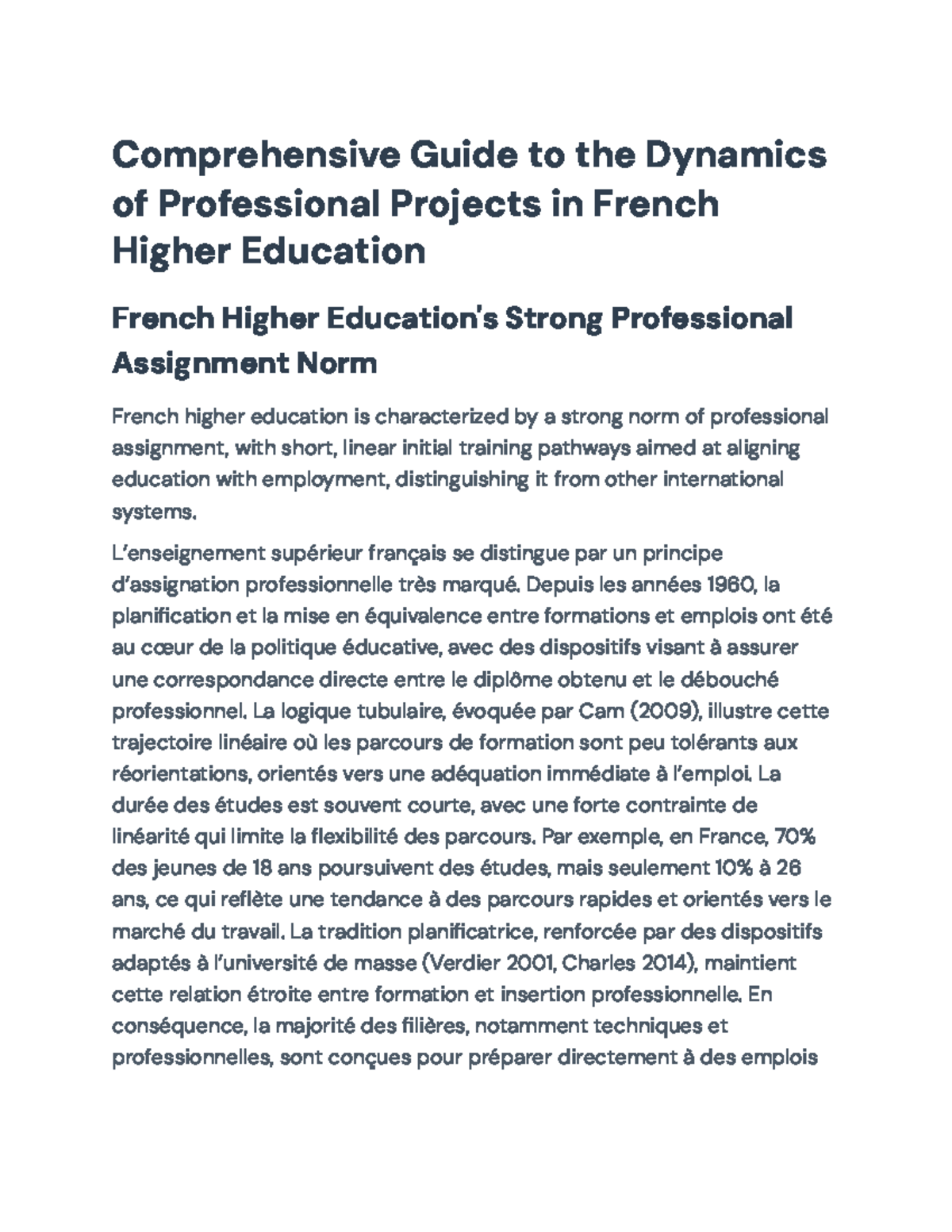 Navigating Professional Projects in French Higher Education: A ...