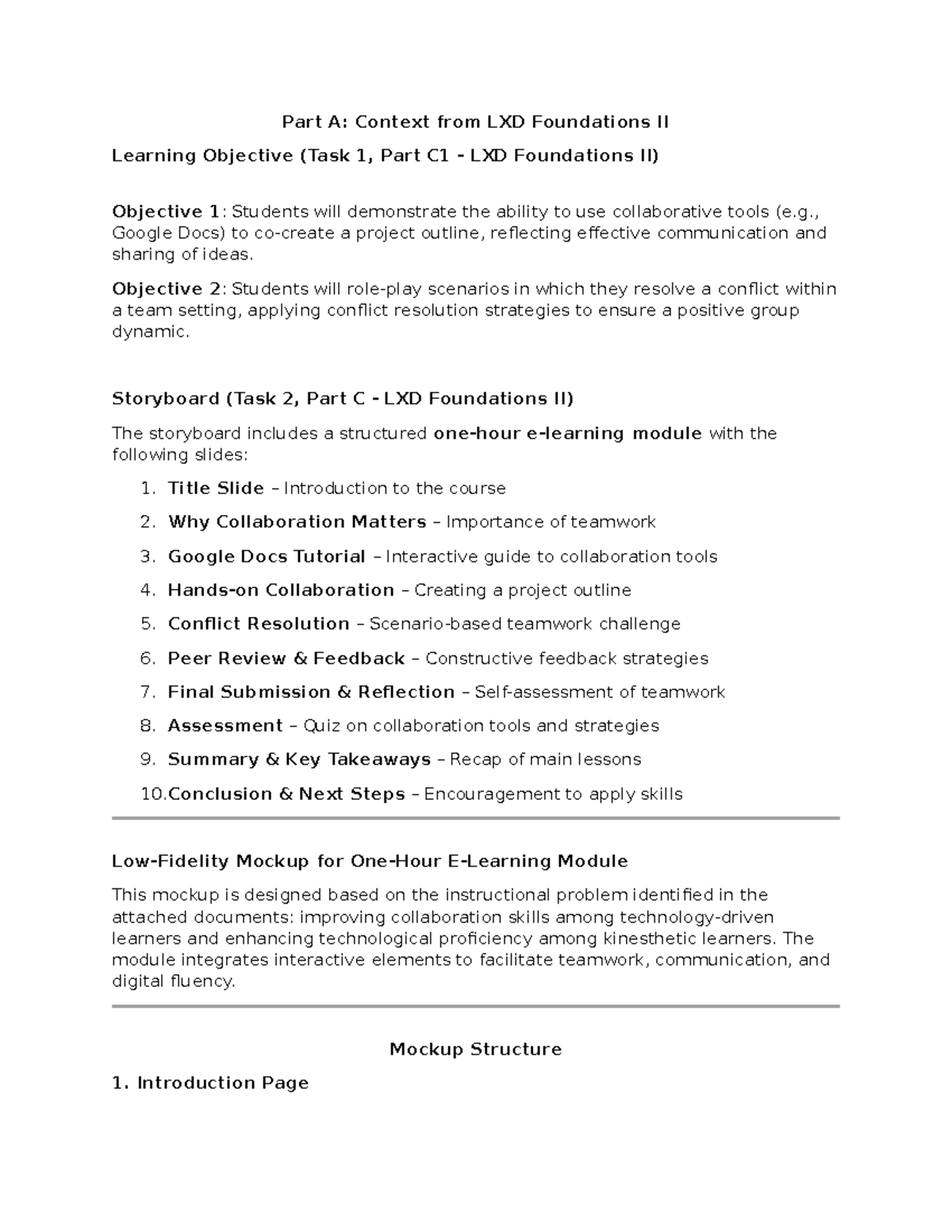 Task 3 - Task 3 - Part A: Context from LXD Foundations II Learning ...