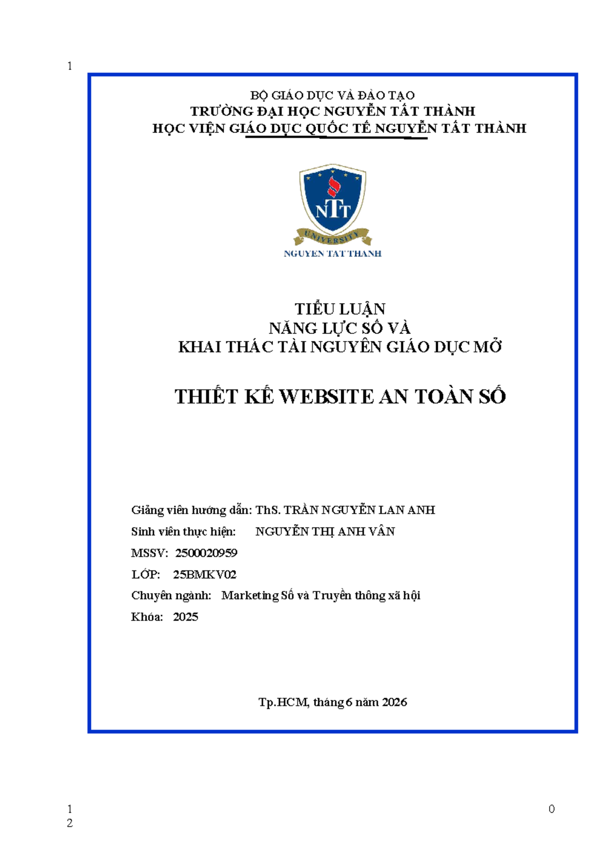 Tiểu luận Năng Lực Số và Khai Thác Tài Nguyên Giáo Dục Mở (AVAN) - Studocu