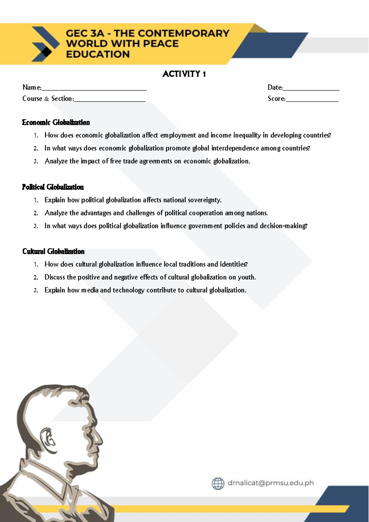 Activity 1: Chapter 1 - Economic, Political & Cultural Globalization ...
