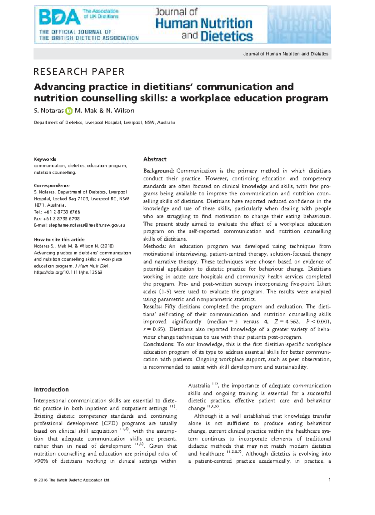 Advancing Communication & Nutrition Counselling Skills: A Workplace ...